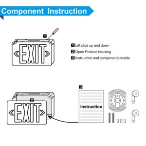 SPECTSUN LED Exit Sign Battery Backup, Green Exit Emergency Light with 2 Lamp Heads, Fire Exit Sign with Emergency Lights, Hardwired Exit Sign - 2 Pack, 120V Exit Sign, Commercial Emergency Exit Sign