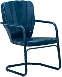 crosley furniture ridgeland 2-piece outdoor chair set, retro metal patio chairs for dining, porch, deck, navy