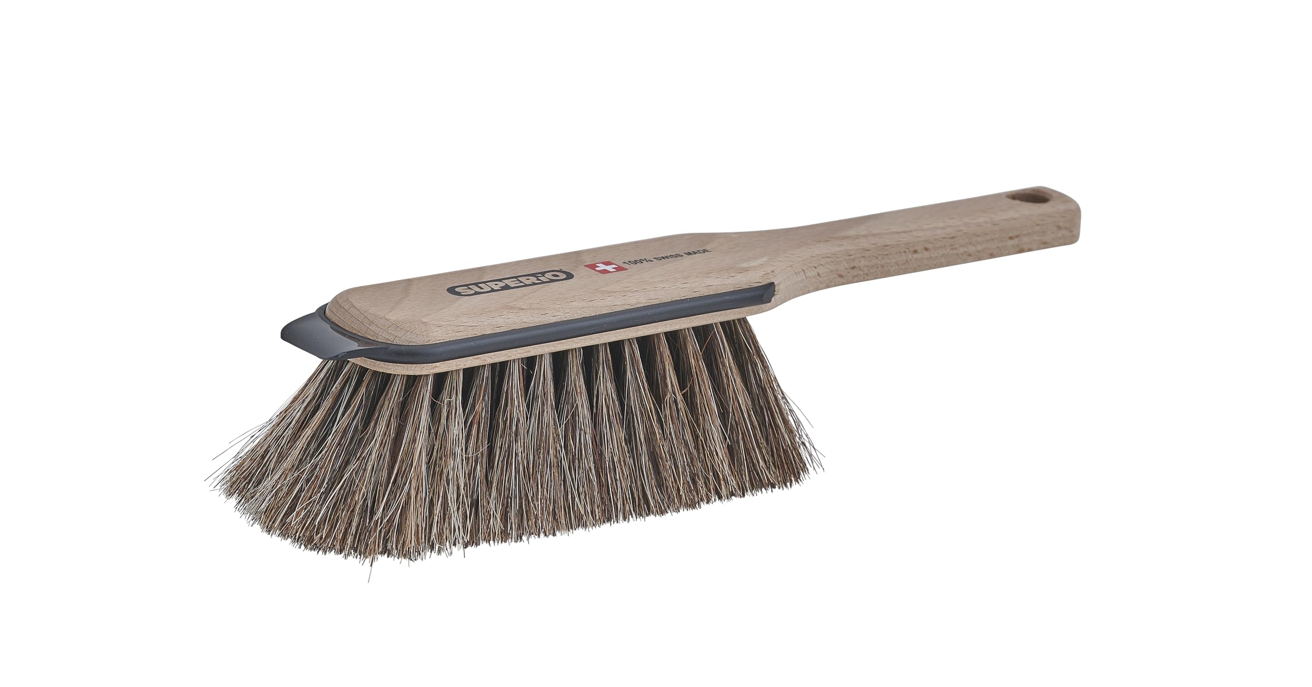 Superio Handheld Comfort Grip Dustpan and Brush Set - Hand Broom with Swiss Natural Horsehair Bristles.