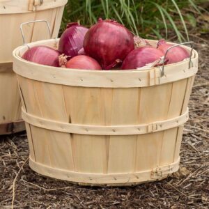 Lehman's Handcrafted Half Bushel Baskets, Vintage Style USA Made Poplar Wood with Wire Handles, 9.5 x 14.75 inches, Set of 2