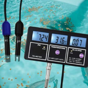 5-in-1 Water Quality Meter, PH EC CF TDS Temperature Multi-Parameter Water Quality Monitor with Backlight, Wall-mountable & Rechargeable, Water Quality Tester for Aquariums, Hydroponics, Lab