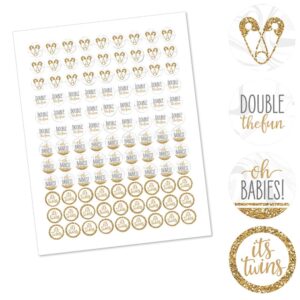 Big Dot of Happiness It's Twins - Gold Twins Baby Shower Round Candy Sticker Favors - Labels Fit Chocolate Candy (1 Sheet of 108)