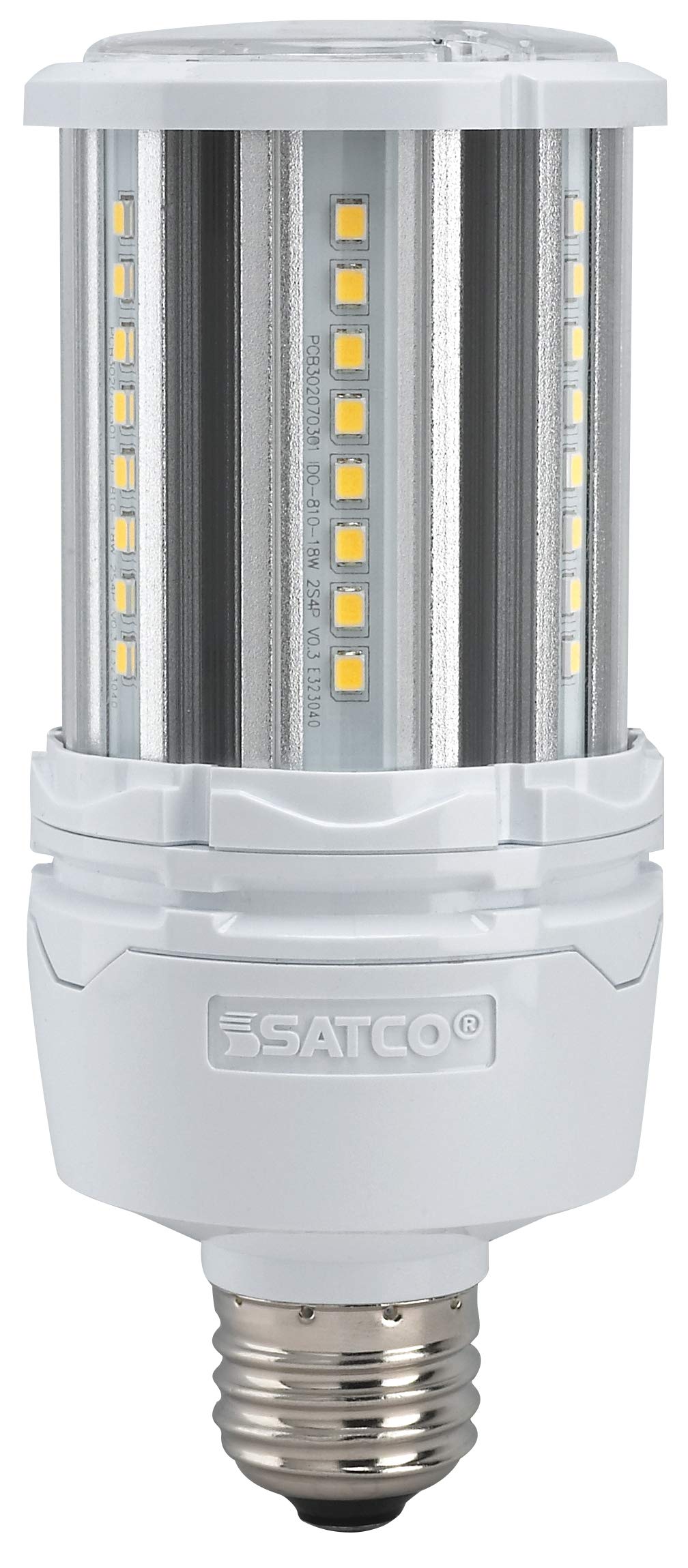 Satco S39390 Hi-Pro Omni-Directional High-Lumen LED Corncob Lamp, HID-Replacement, Industrial and Commercial Application, 100-277V, 5000K, 18 Watts