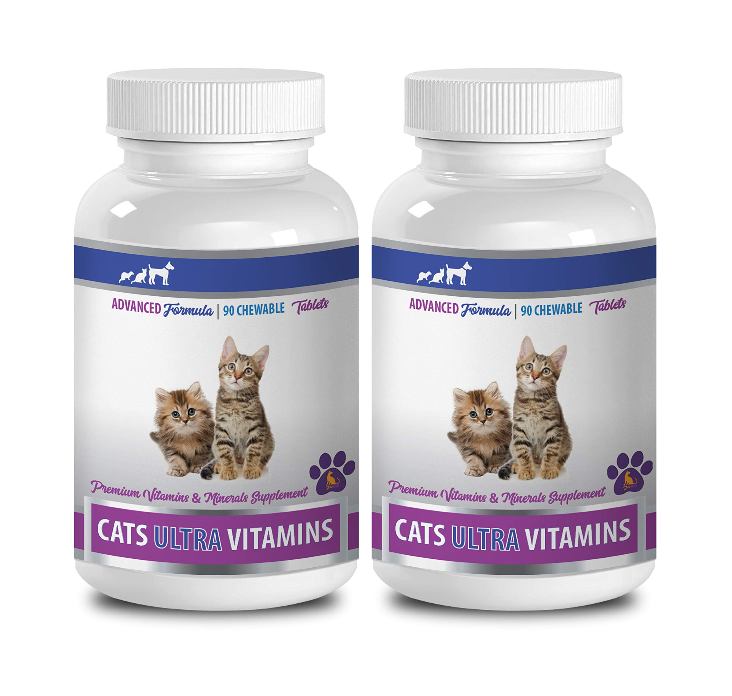 cat Vitamins Skin and Coat - CAT Ultra Vitamins - Essential Minerals and NUTRIENTS - Immune Support - Hair and Coat Health - biotin for Cats - 2 Bottles (180 Chewable Tablets)