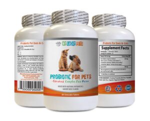 advanced probiotic formula for dogs and cats - pet probiotic - dogs and cats - digestive boost - get rid of bad breath and stop diarrhea - cat stomach relief natural - 1 bottle (60 treats)