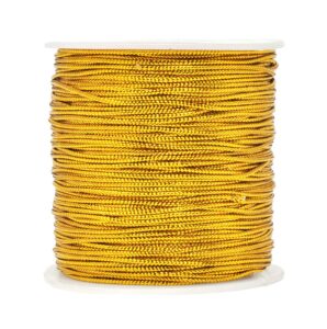 1mm spool gold metallic cord tinsel string jewelry braided thread, total length 109 yards/ 328 feet (gold)