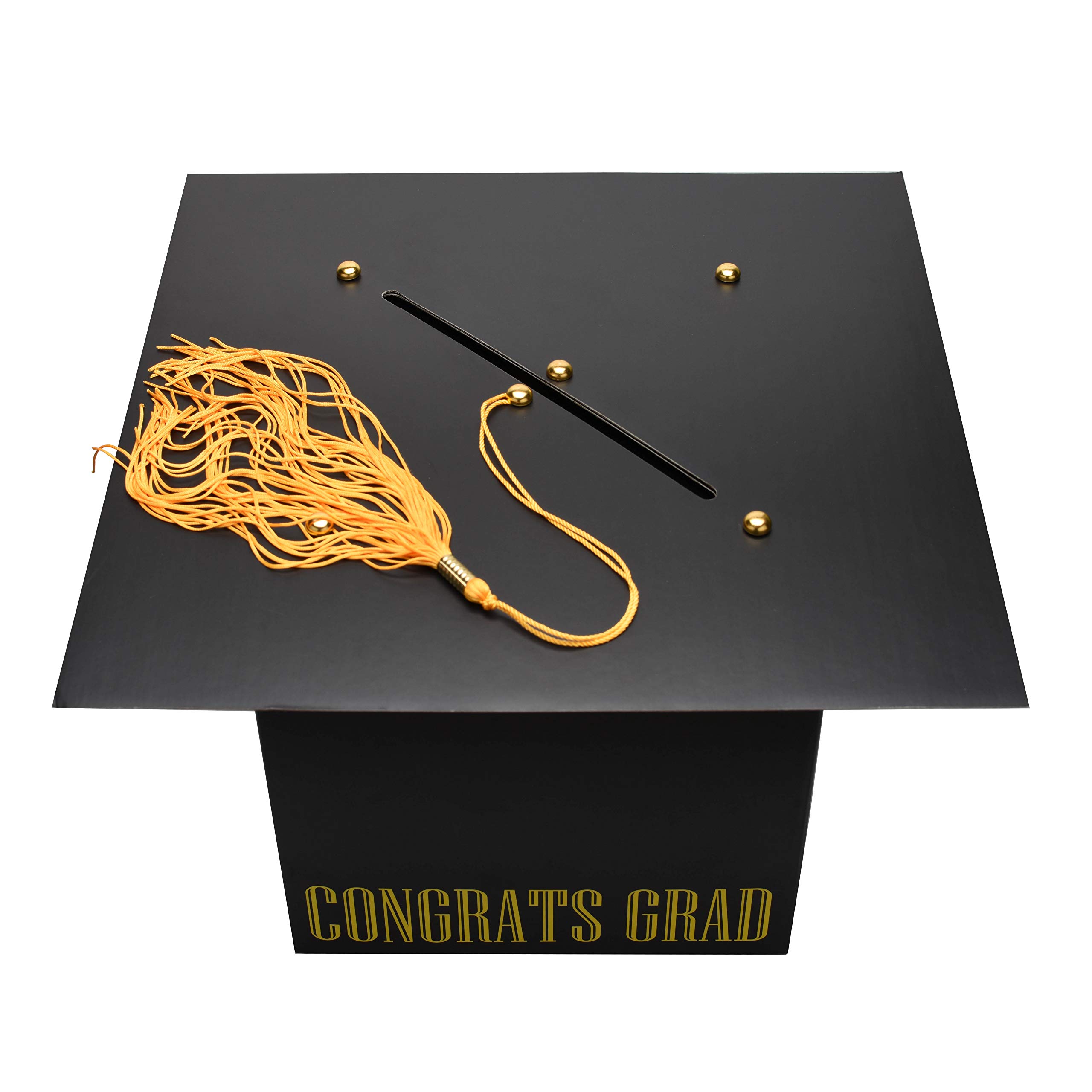 MerryJoyParty Graduation Card Box Graduation Card Holder Original Graduation Cap Shaped Card Box with Real Tassel for Graduation Party Supplies