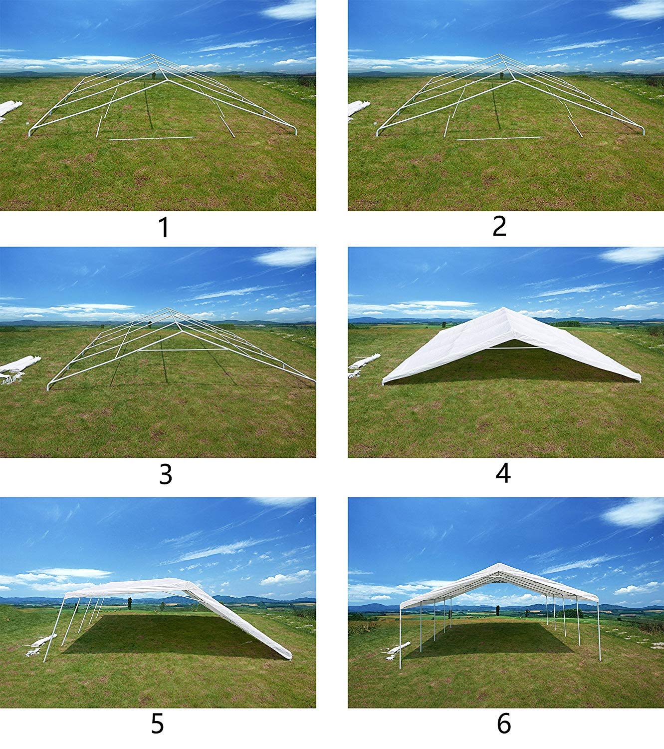 20x20 Heavy Duty Party Tent Carport Wedding Canopy Steel W/Sidewalls White