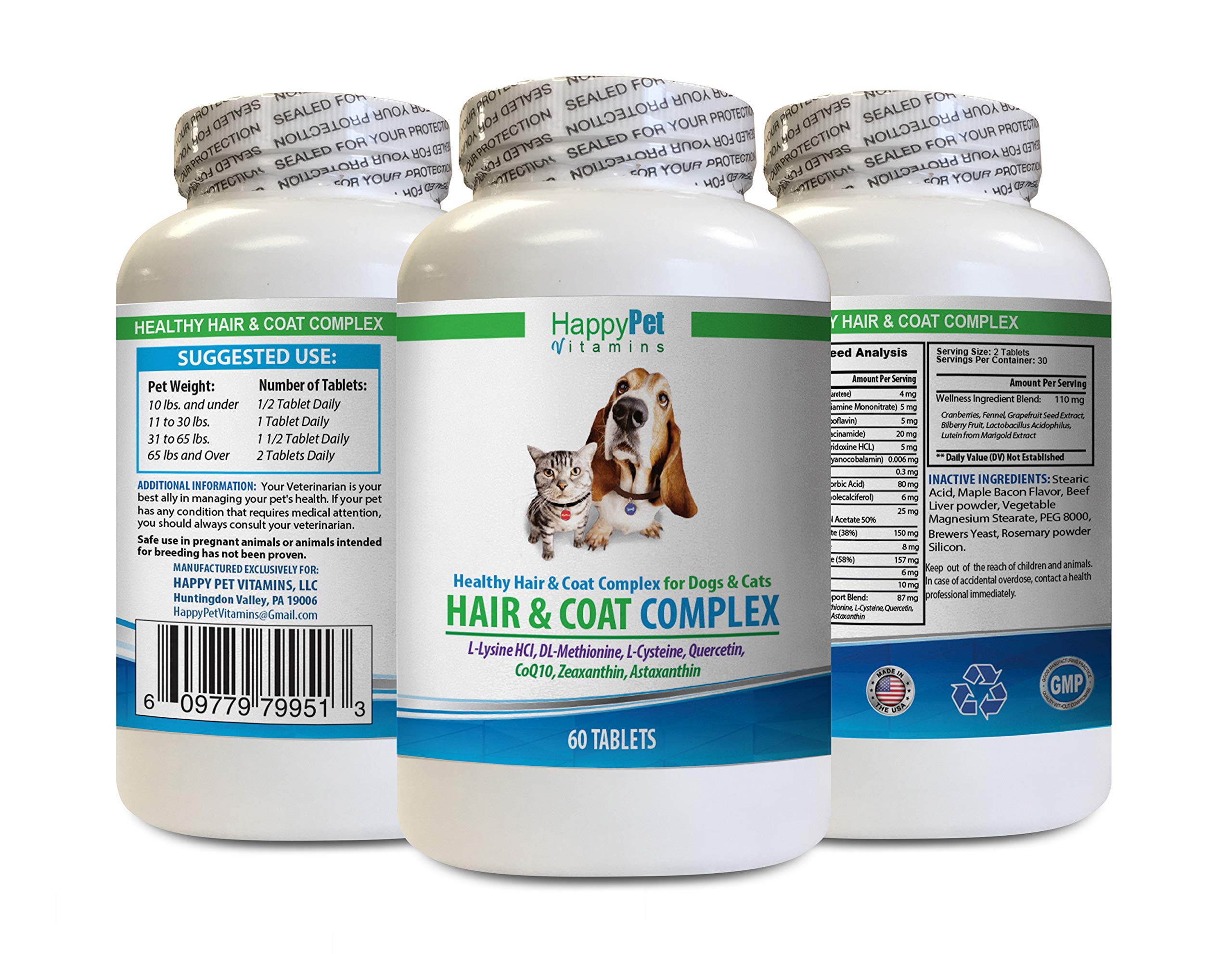 Dog Skin Care Supplements - PET Hair and Coat Health - for Dogs and Cats - Immune Booster - Itch and Hotspot Relief - Vitamin d for Dogs - 1 Bottle (60 Tabs)