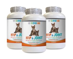 my lucky pets llc cat joint supplement - cat hip and joint complex - increase mobility and reduce joint stiffness - immune support - vet approved - cat glucosamine chondroitin - 3 bottles (360 tabs)