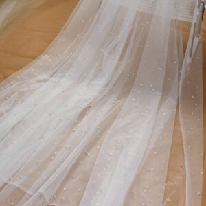 labellezalady quality bride viel pearls tulle 180"x63" for dresses off white(light ivory) tull fabric