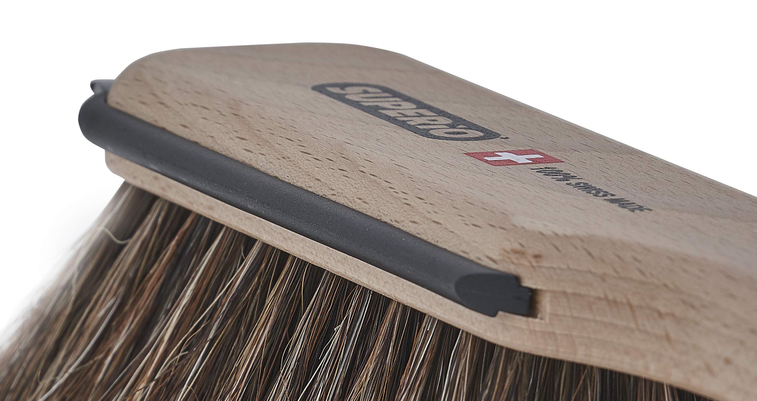 Superio Handheld Comfort Grip Dustpan and Brush Set - Hand Broom with Swiss Natural Horsehair Bristles.