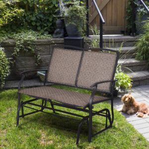 giantex op3100-new patio glider bench, brown 41.5"x28.0"x37"(lxwxh)