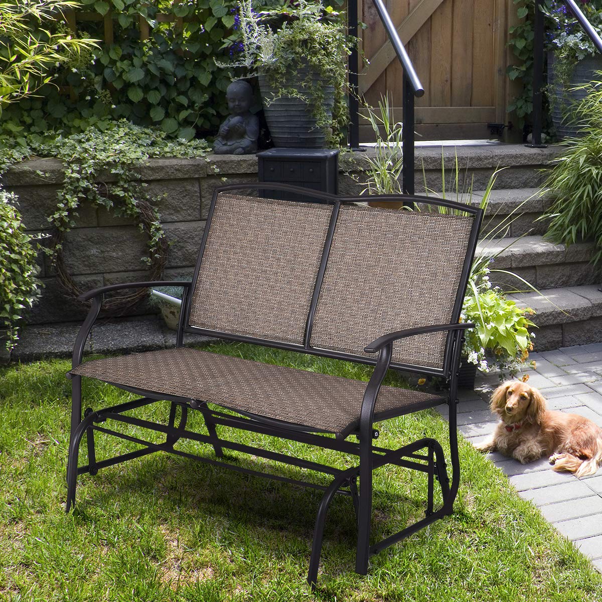 Giantex OP3100-New Patio Glider Bench, Brown 41.5"X28.0"X37"(LXWXH)