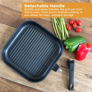 Jean-Patrique The Anything Pan | A square, non-stick griddle pan | Skillet | with detachable handle. Suitable for use with any oven or any stove top | 11.61 x 2.17 x 14.17 inches | From