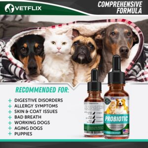 Premium Probiotics for Dogs & Cats - Digestive Enzymes & Prebiotics Supplement - Helps to Relieve Diarrhea, Vomiting, Upset Stomach, Gas, Constipation & Bad Breath - Supports Healthy Digestive System