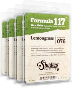 shortie's candle company lemongrass wax melts bulk pack - 4 highly scented 3 oz. bars (12 oz. total) - made with natural oils - fresh & clean air freshener cubes collection