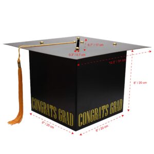 MerryJoyParty Graduation Card Box Graduation Card Holder Original Graduation Cap Shaped Card Box with Real Tassel for Graduation Party Supplies