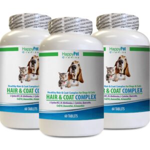 Dog Hair and Skin Supplements - PET Hair and Coat Health - for Dogs and Cats - Immune Booster - Itch and HOT SPOT Relief - Vitamin e for Dogs Oral - 3 Bottle (180 Tabs)