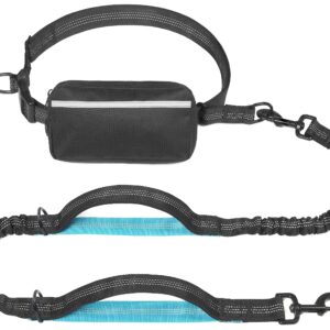 iYoShop Hands Free Dog Leash with Zipper Pouch, Dual Padded Handles and Durable Bungee for Walking, Jogging and Running Your Dog (Large, 25-120 lbs, Black)