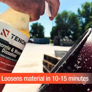 Tenon Concrete & Masonry Dissolver - Remove Concrete, Cement, Mortar, Grout, Stucco, and Masonry From Tools, Mixers, Wood, Plastic, and Aluminum, Ready-to-Use, Non-Toxic (28 Ounce)