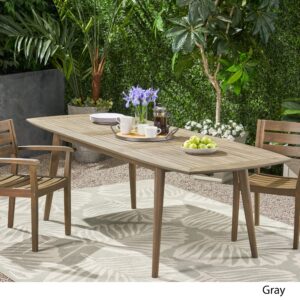 GDFStudio Outdoor Acacia Wood Expandable Dining Table, Gray