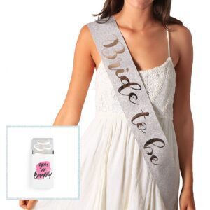 glitter silver bride to be sash - bride tribe bachelorette sash | bachelorette party favors- bridesmaid sashes | wedding bridal shower gifts & games | engagement party decorations supplies