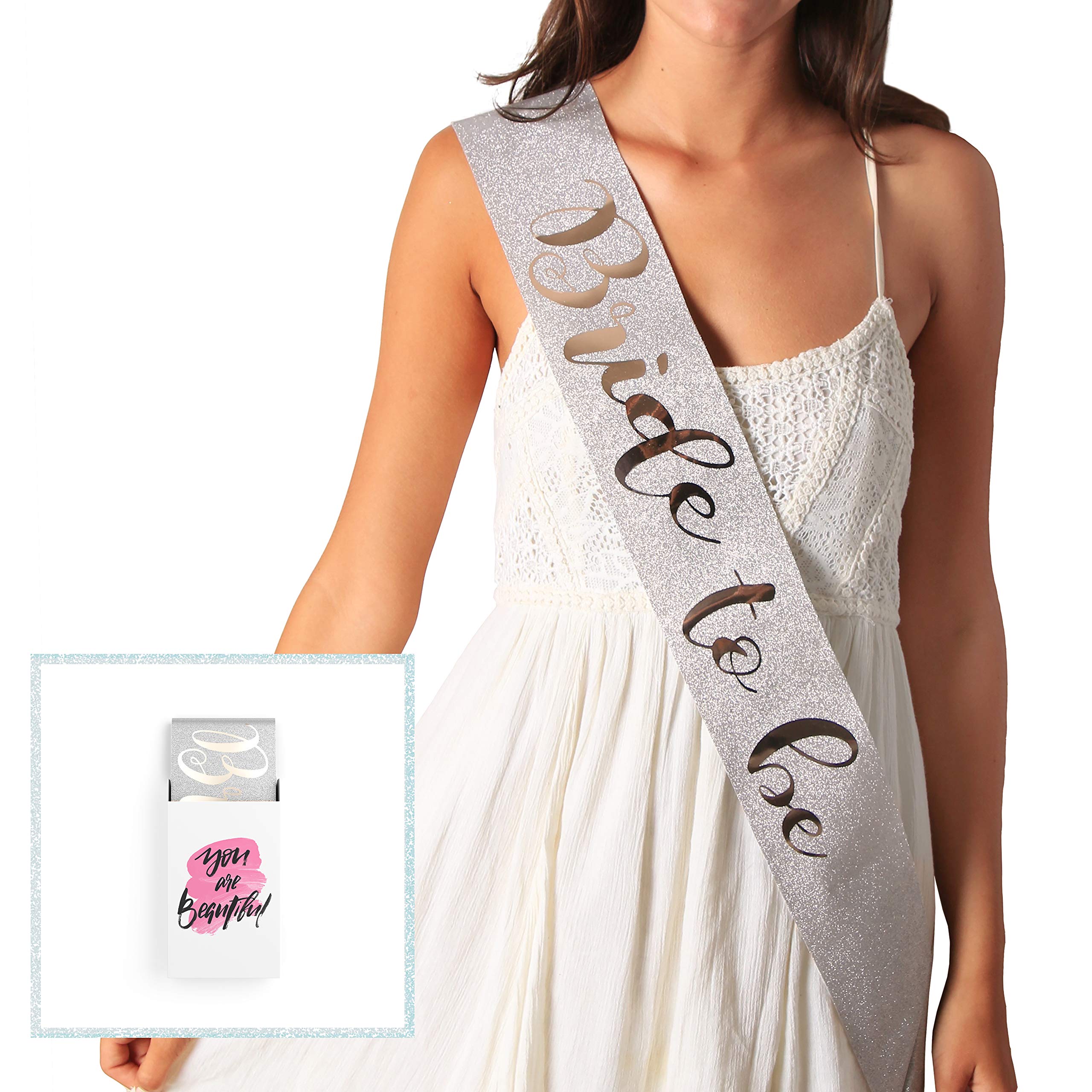 Glitter Silver Bride to Be Sash - Bride Tribe Bachelorette Sash | Bachelorette Party Favors- Bridesmaid Sashes | Wedding Bridal Shower Gifts & Games | Engagement Party Decorations Supplies