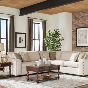 Coaster Home Furnishings Aria L-Shaped Nailhead Oatmeal Sectional, 104"" D x 36"" W x 36.5"" H (508610)