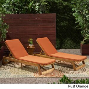 GDFStudio Outdoor Fabric Chaise Lounge Cushion (Set of 2), Rust Orange