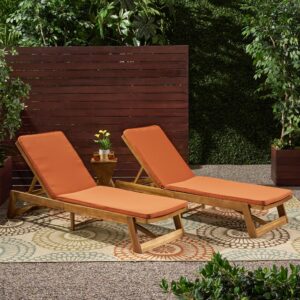 GDFStudio Outdoor Fabric Chaise Lounge Cushion (Set of 2), Rust Orange