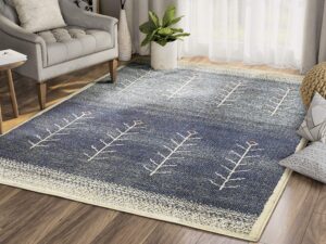 abani southwestern distressed vintage style area rug, mesa collection - blue & beige plant stalk design 4' x 6' accent rug rugs