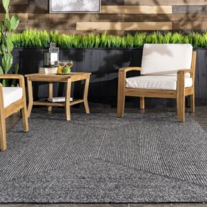 nuLOOM Braided Indoor/Outdoor Area Rug, 6' Round, Wynn Charcoal