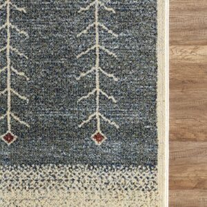 Abani Southwestern Distressed Vintage Style Area Rug, Mesa Collection - Blue & Beige Plant Stalk Design 4' x 6' Accent Rug Rugs