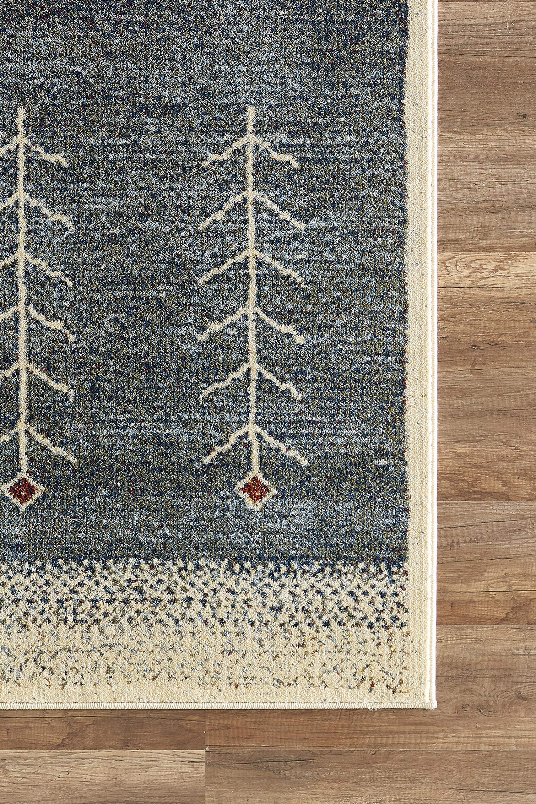 Abani Southwestern Distressed Vintage Style Area Rug, Mesa Collection - Blue & Beige Plant Stalk Design 4' x 6' Accent Rug Rugs