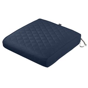 classic accessories montlake fadesafe water-resistant 25 x 27 x 5 inch rectangle outdoor quilted seat cushion, patio furniture chair cushion, navy