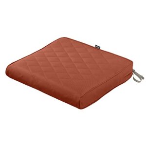 classic accessories montlake fadesafe water-resistant 21 x 19 x 3 inch rectangle outdoor quilted seat cushion, patio furniture chair cushion, spice