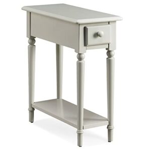 leick home 20017-gr coastal one drawer narrow side table with shelf, greige