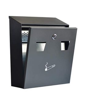 wall-mounted cigarette disposal tower - commercial ashtray - black (large)