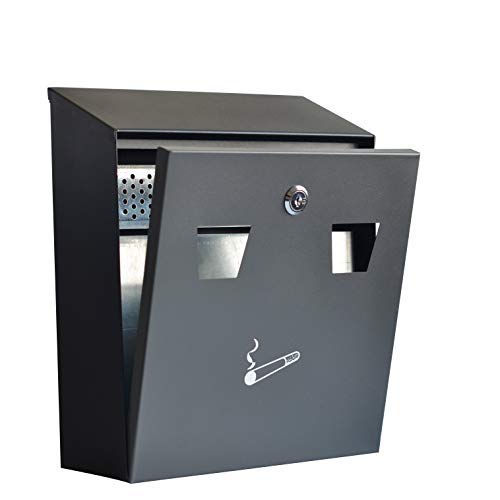 Wall-Mounted Cigarette Disposal Tower - Commercial Ashtray - Black (Large)