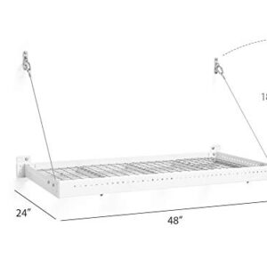 NewAge Products Pro Series White 2'. x 4'. Wall Mounted Steel Shelf, Garage Overheads, 40405