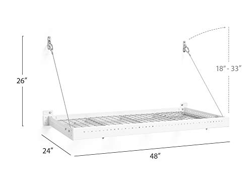 NewAge Products Pro Series White 2'. x 4'. Wall Mounted Steel Shelf, Garage Overheads, 40405