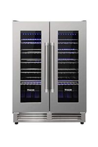 thor kitchen freestanding/under-counter 24-inch dual zone wine cooler in stainless steel - model twc2402