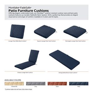 Classic Accessories Montlake FadeSafe Water-Resistant 25 x 27 x 5 Inch Rectangle Outdoor Quilted Seat Cushion, Patio Furniture Chair Cushion, Navy