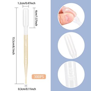 300PCS 3ML Plastic Transfer Pipettes, YSSHUI Disposable Pipette Transfer Pipettes for Essential Oil Pipette Makeup Tool