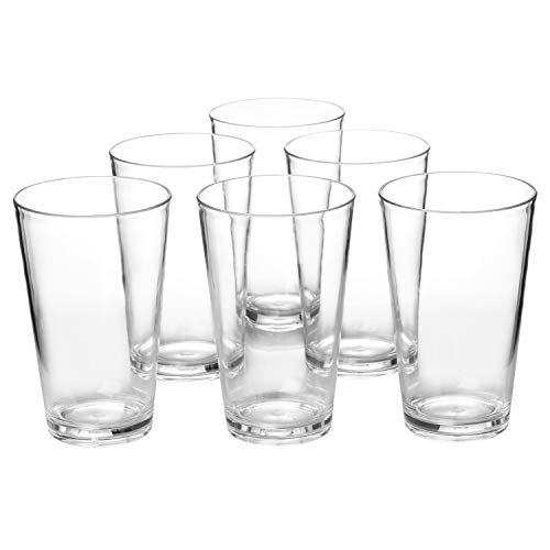 YUYUHUA Clear Plastic Drinking Glasses - BPA Free Cups 18 oz - Dishwasher Safe Classic Tumblers set of 6 - Acrylic Highball Tall Glasses for Kitchen Dining Outdoor (That Look Like Glass)