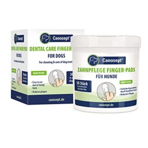 canosept dental care finger pads for dogs 50 pads - dog teeth cleaning product for dental care and oral hygiene - dog breath freshener - plaque off dogs