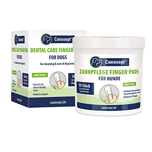 Canosept Dental Care Finger Pads for Dogs 50 Pads - Dog Teeth Cleaning Product for Dental Care and Oral Hygiene - Dog Breath freshener - Plaque Off Dogs