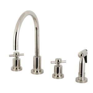 kingston brass ks8726dxbs concord widespread kitchen faucet, polished nickel