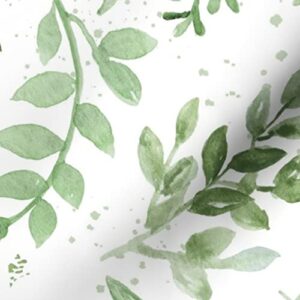 Spoonflower Fabric - Watercolor Leaves Pattern Eucalyptus Sage Green Greenery Printed on Petal Signature Cotton Fabric by The Yard - Sewing Quilting Apparel Crafts Decor